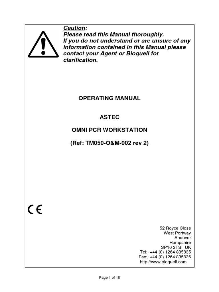 Omni PCR Workstation Operators Manual | PDF | Polymerase Chain Reaction | Legal Liability
