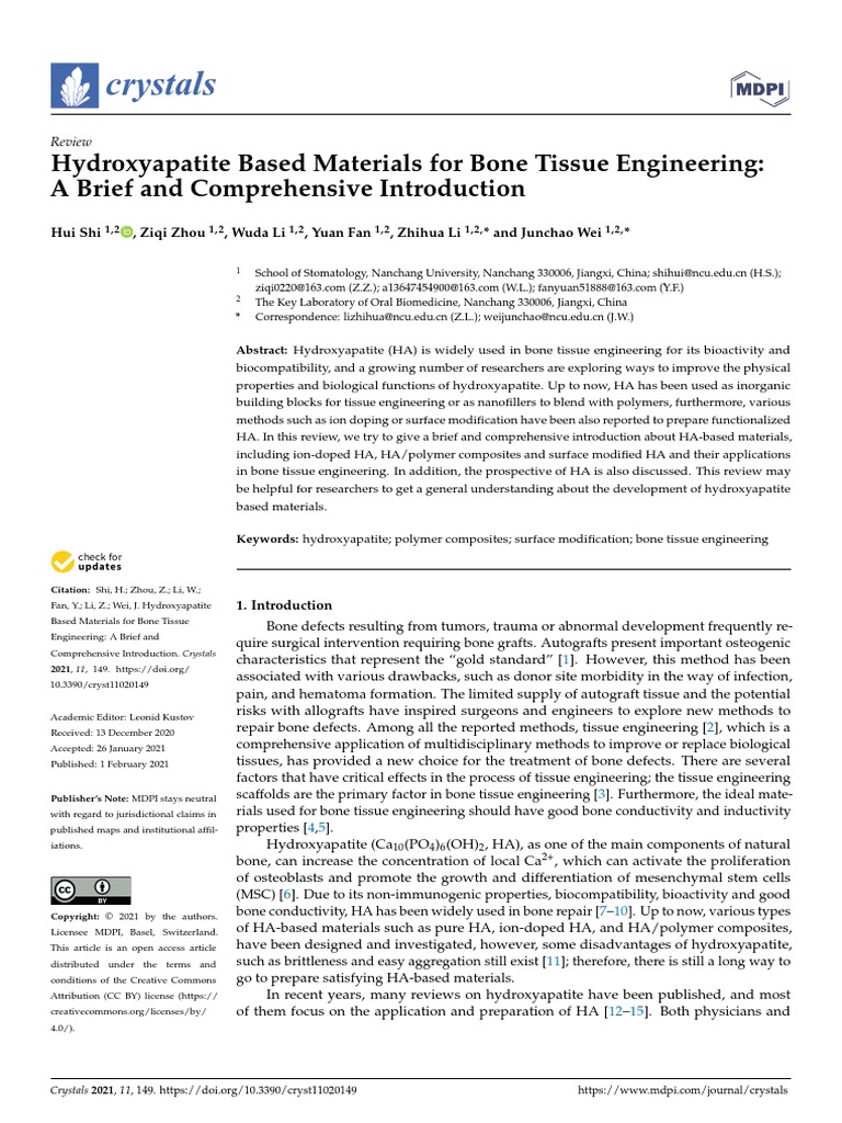 Hydroxyapatite Based Material | PDF | Bone | Tissue Engineering