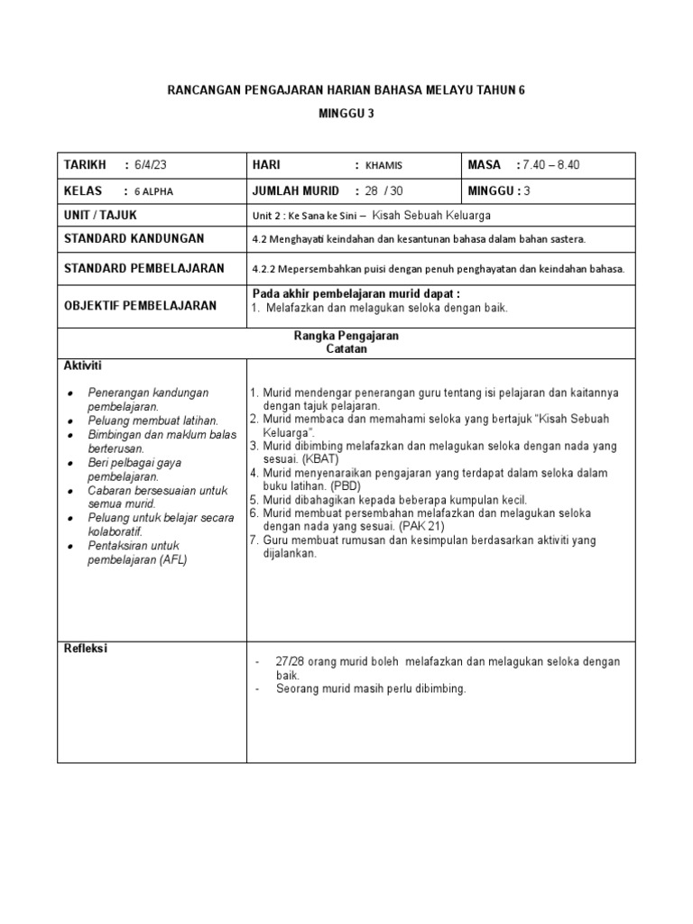 RPH Minggu 3 - Khamis | PDF | Karier & Perkembangan