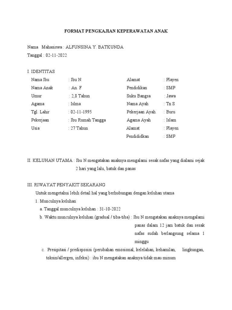 Askep Pengkajian Kep Anak | PDF | Kesehatan Holistik