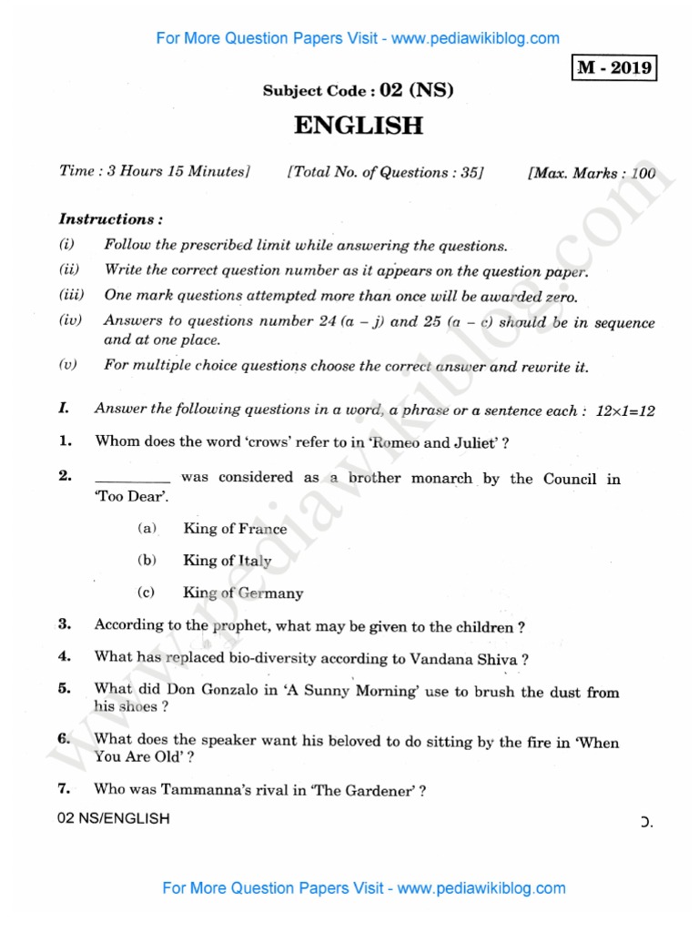 Revised II PUC English Exam Format | PDF | Cats | Pet
