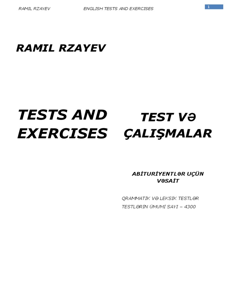 Tests and Exercises: Test VƏ Çalişmalar | PDF