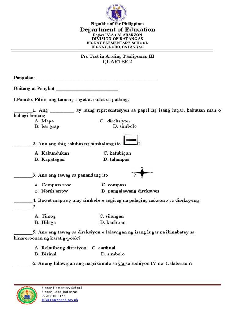 PRE-TEST_ARALING PANLIPUNAN 3 | PDF