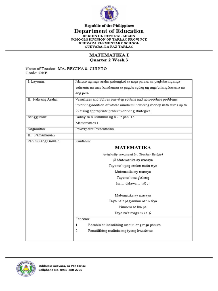 MATH LESSON PLAN Q3 Week 9 | PDF