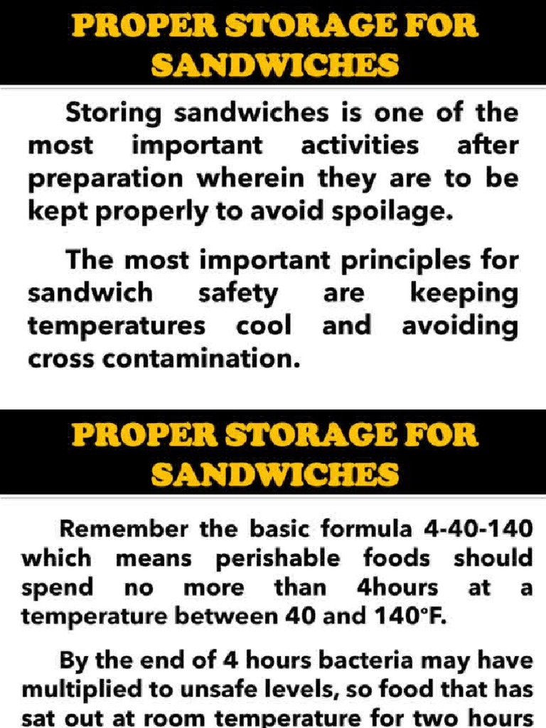 Proper Storage of Sandwiches | PDF