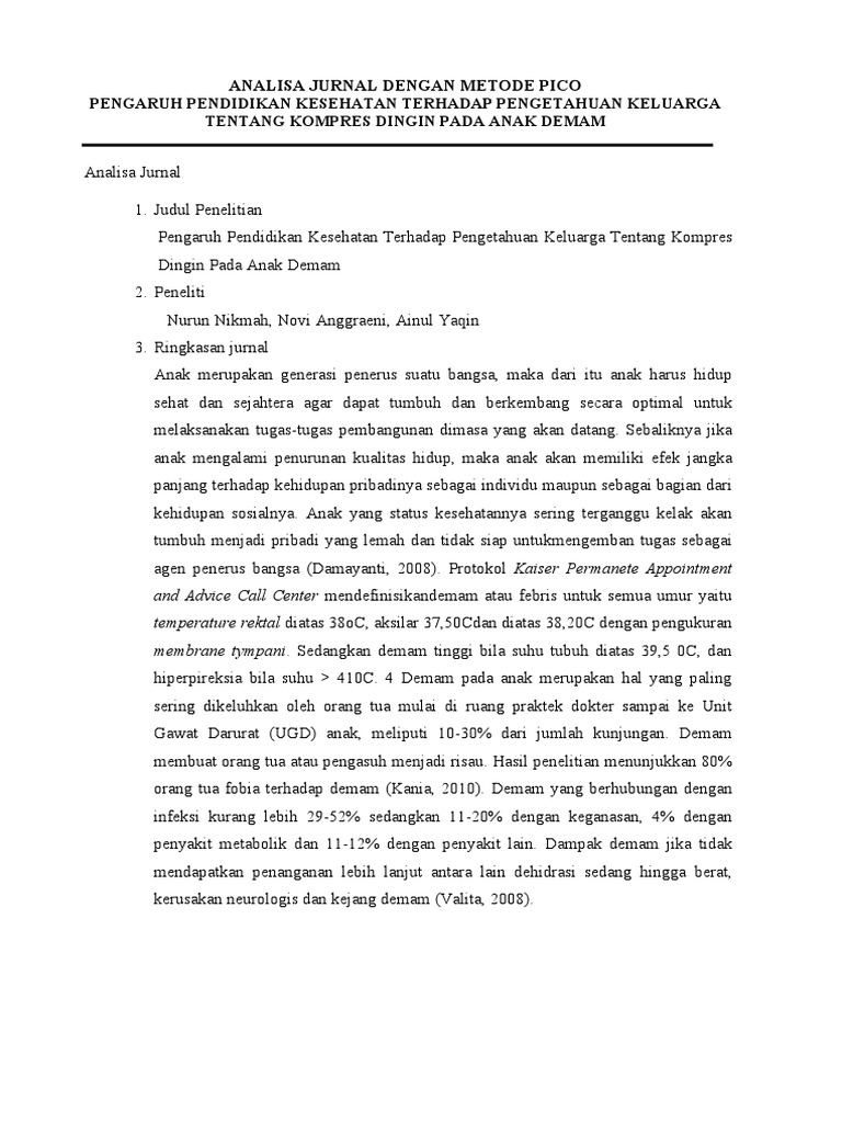 ANALISA JURNAL DENGAN METODE PICO | PDF