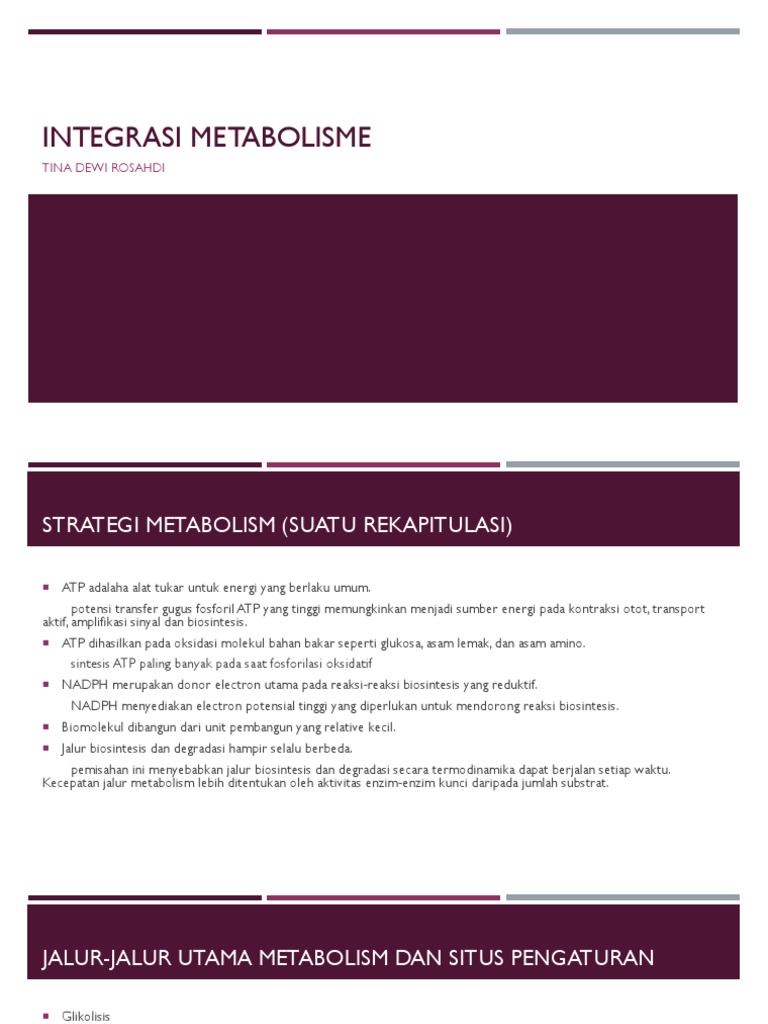 13.integrasi Metabolisme | PDF | Kesehatan Holistik | Teknologi & Rekayasa
