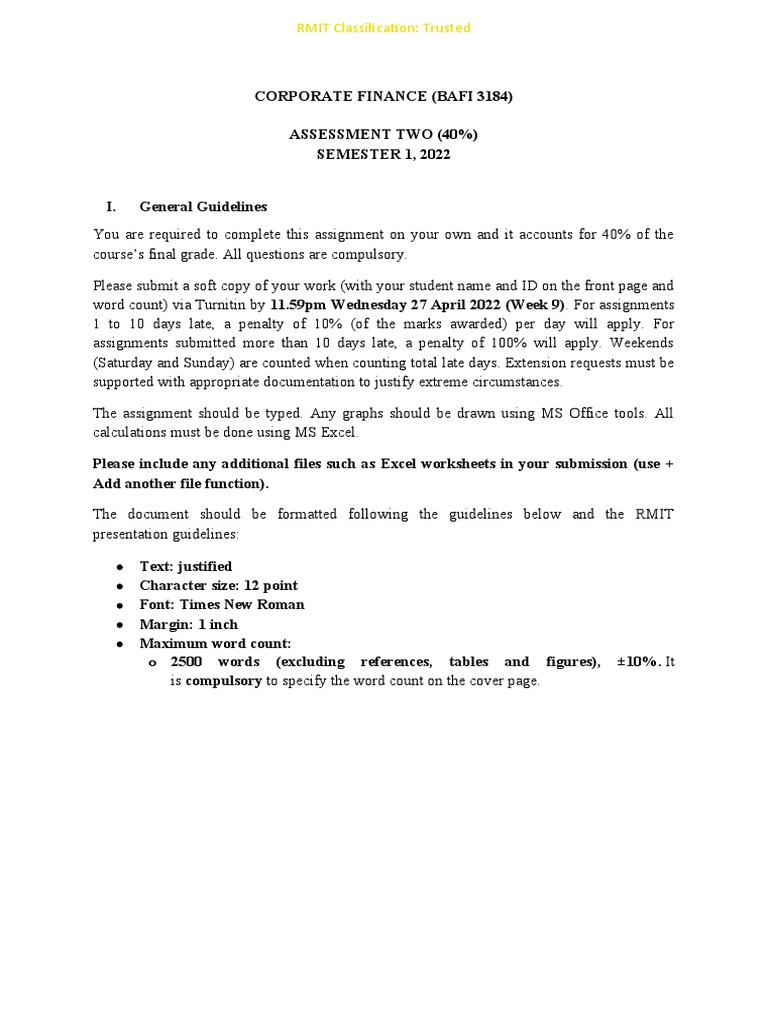 Assignment Two Instructions S2 2021 | PDF | Microsoft Excel | Business