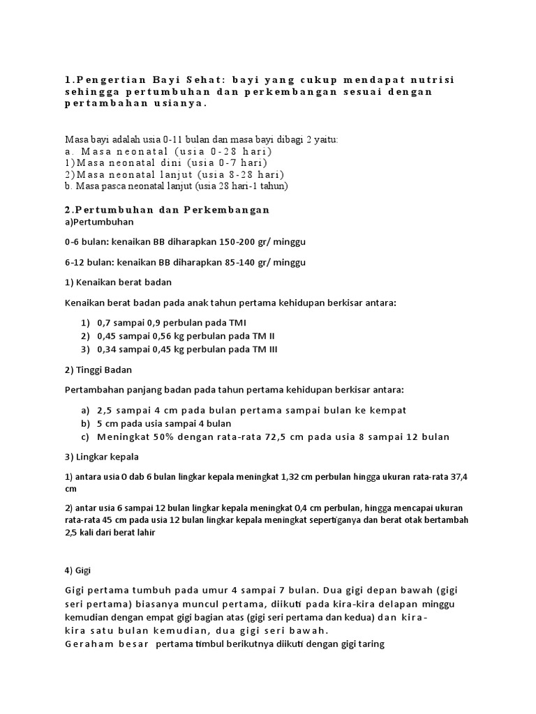 Pengertian Bayi Sehat | PDF