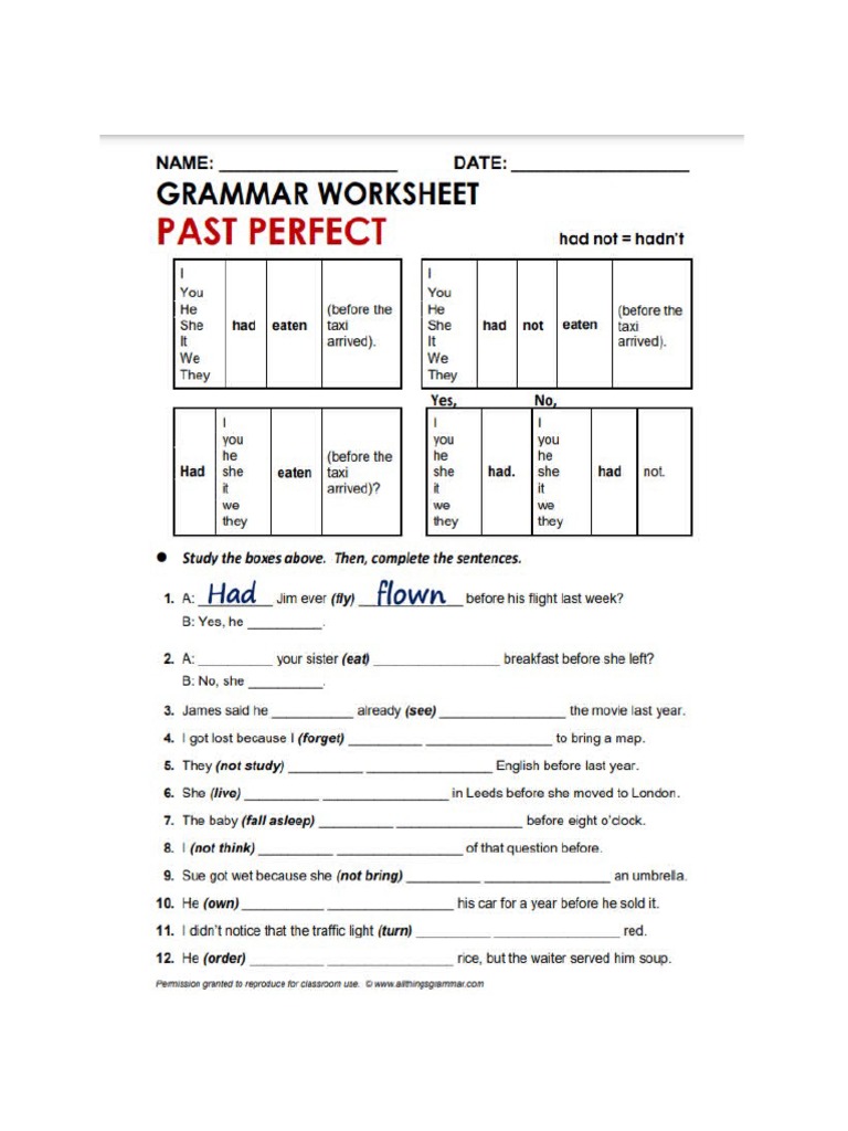 Past Perfect Tense | PDF