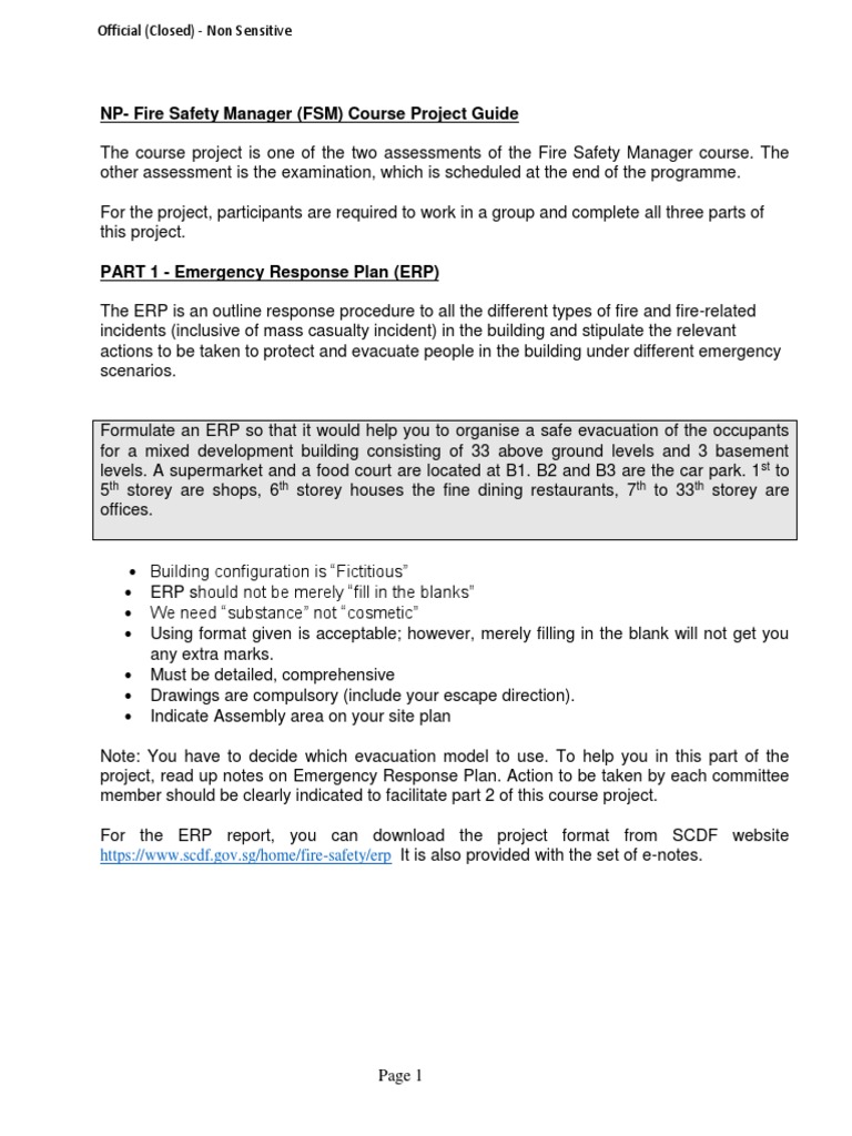 NP-Fire Safety Manager (FSM) Course Project Guide: Official (Closed ...