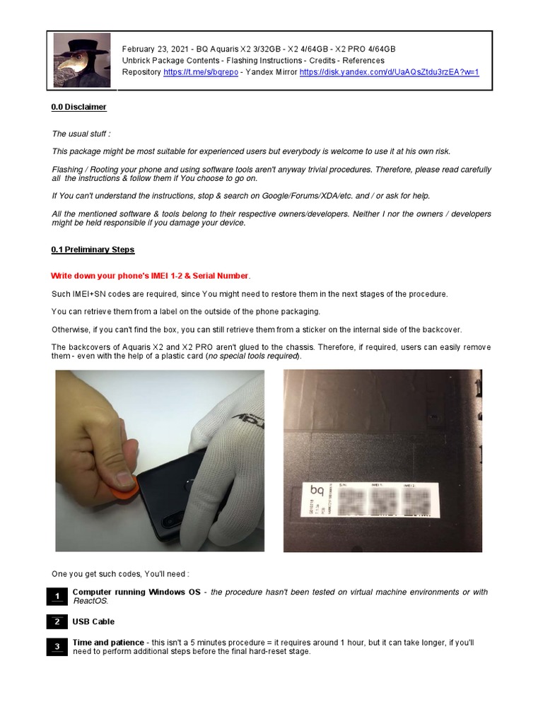 Unbrick Guide for BQ Aquaris X2 | PDF | Booting | Smartphone