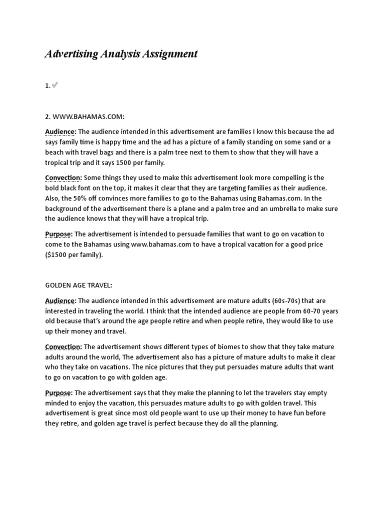 Advertising Analysis Assignment | PDF | Advertising