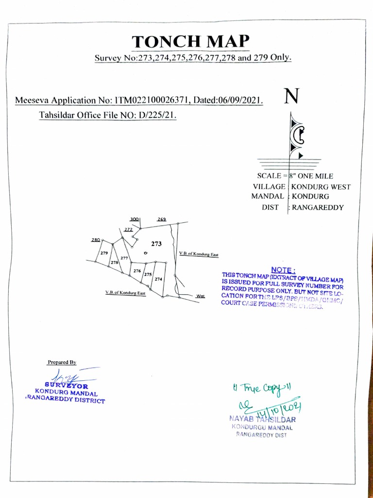Tonch Map: Meeseva Application No: 1TM022100026371, Dated:06/09/2021 | PDF