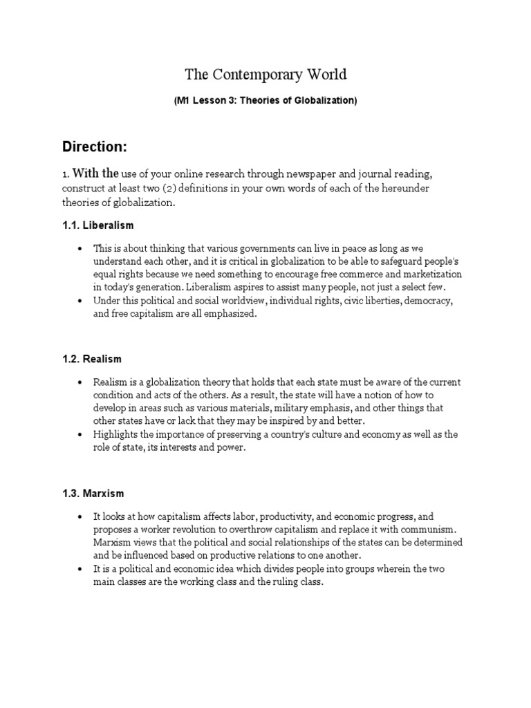 The Contemporary World | Download Free PDF | Capitalism | State (Polity)