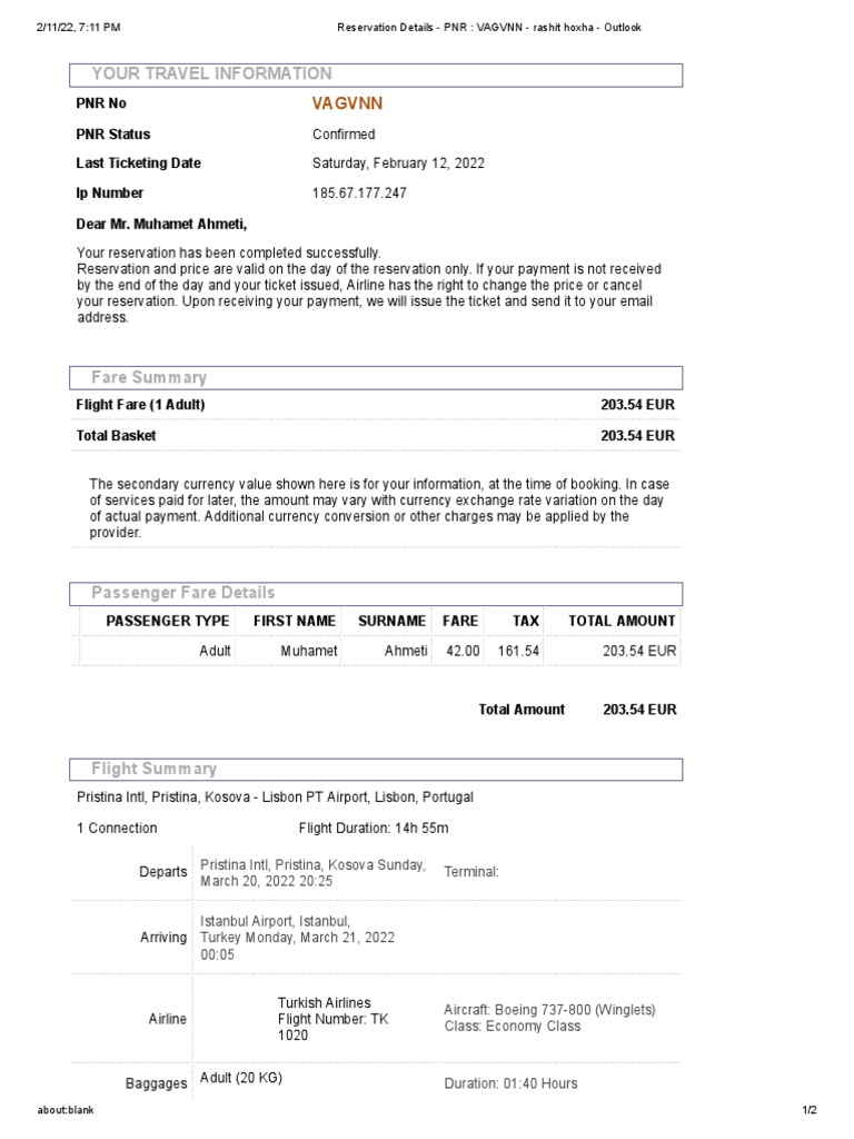 Bileta PRN LIS | PDF | Euro | Fare