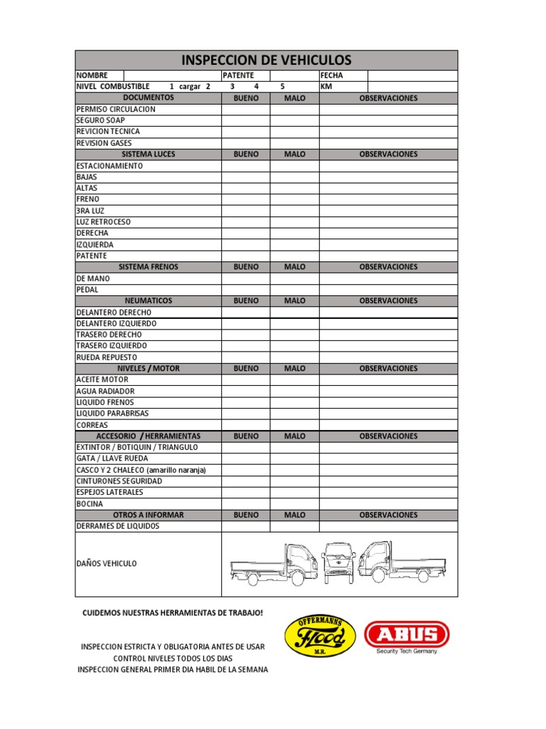Check List de Inspección de Camiones | PDF | Tecnología