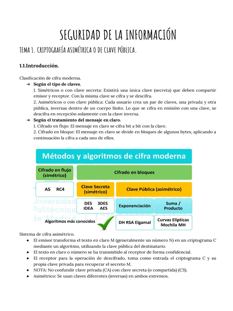 Criptografía Asimétrica: Claves y Seguridad | PDF | Clave (criptografía ...