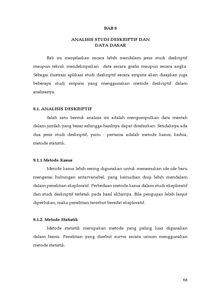 Adoc - Pub - Bab 8 Analisis Studi Deskriptif Dan Data Dasar Bab | PDF