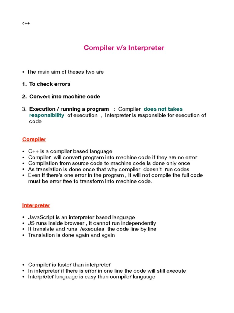 Compiler vs Interpreter Explained | PDF | Technology & Engineering ...