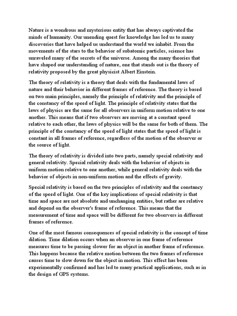 Understanding Einstein's Theory of Relativity | PDF | General Relativity | Theory Of Relativity