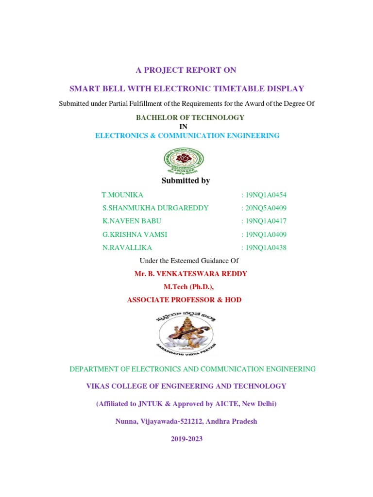 A Project Report On Smart Bell With Electronic Timetable Display | PDF | Embedded System ...