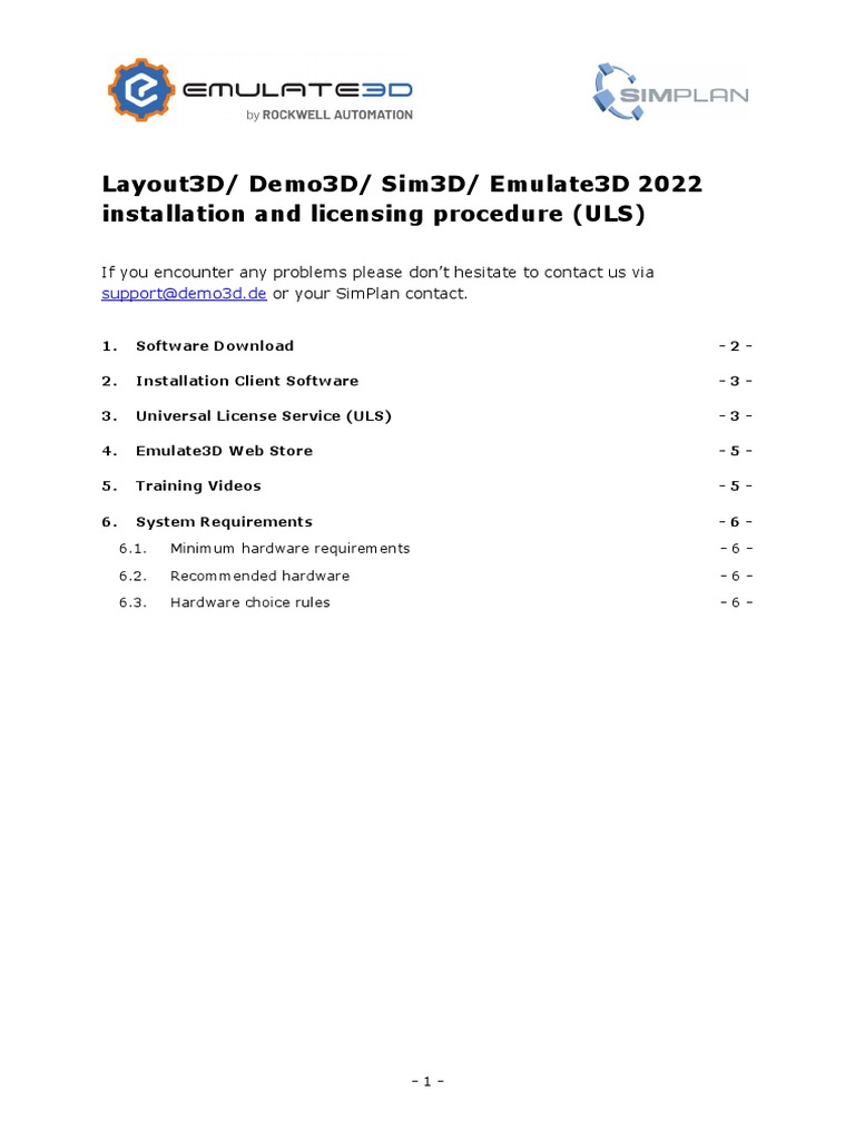 Layout3D/ Demo3D/ Sim3D/ Emulate3D 2022 Installation and Licensing Procedure (ULS) | PDF ...