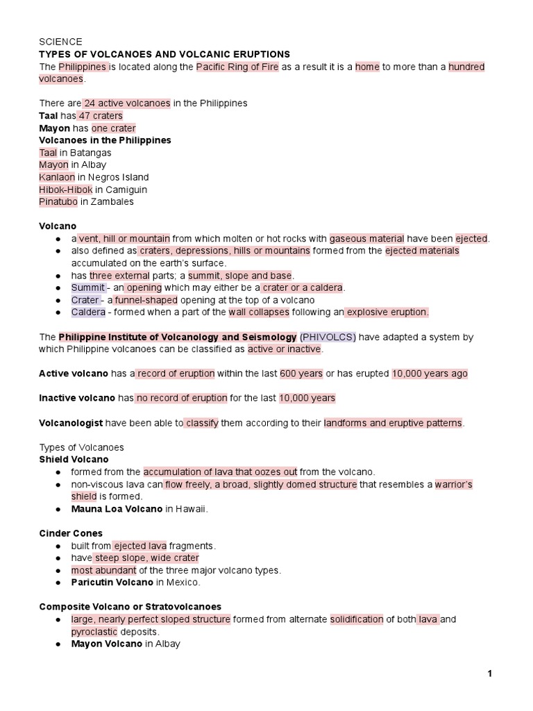 SCIENCE | PDF | Volcano | Types Of Volcanic Eruptions