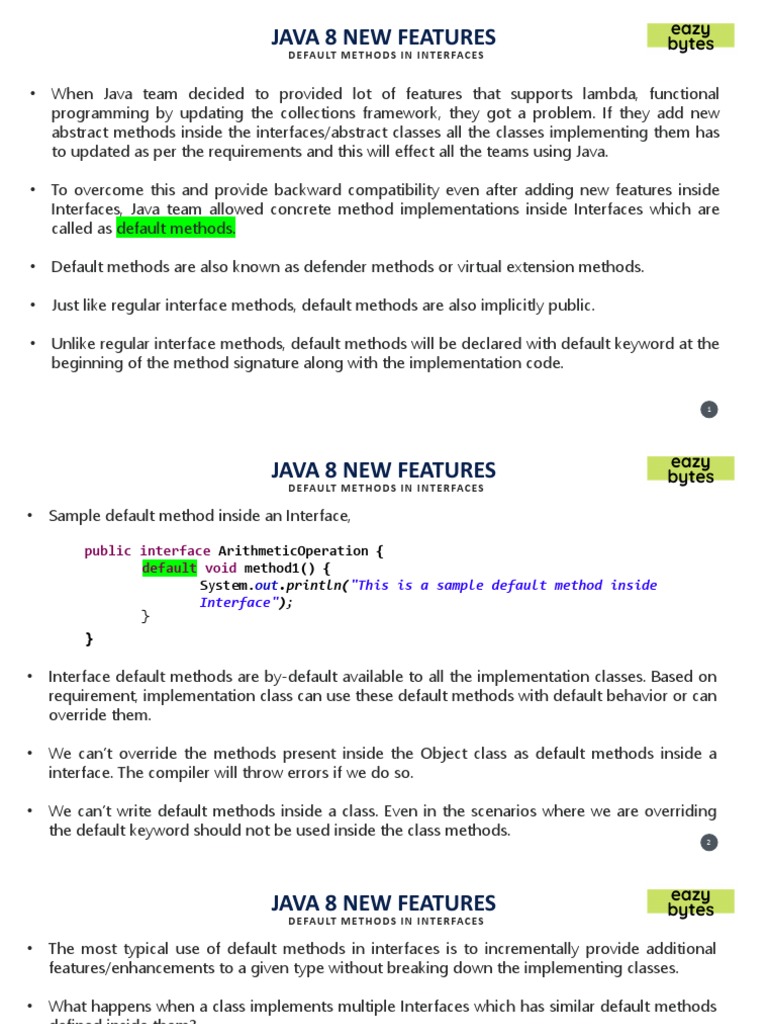 Java 8 New Features: Default Methods in Interfaces | PDF | Method ...