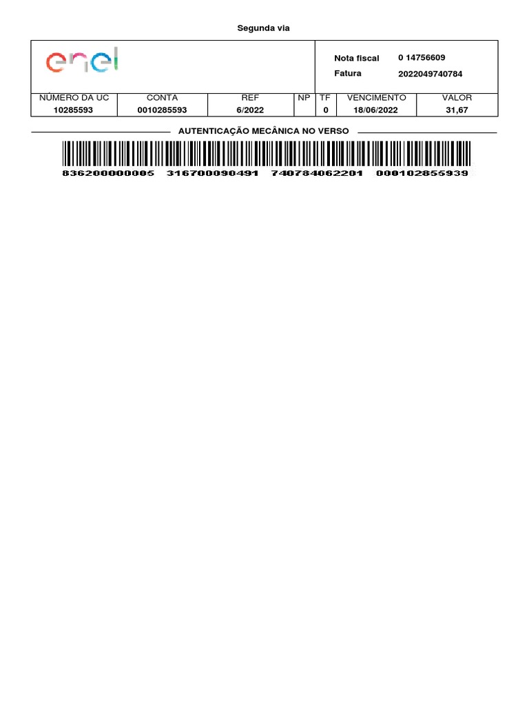 Codigo de Barras ENEL | PDF