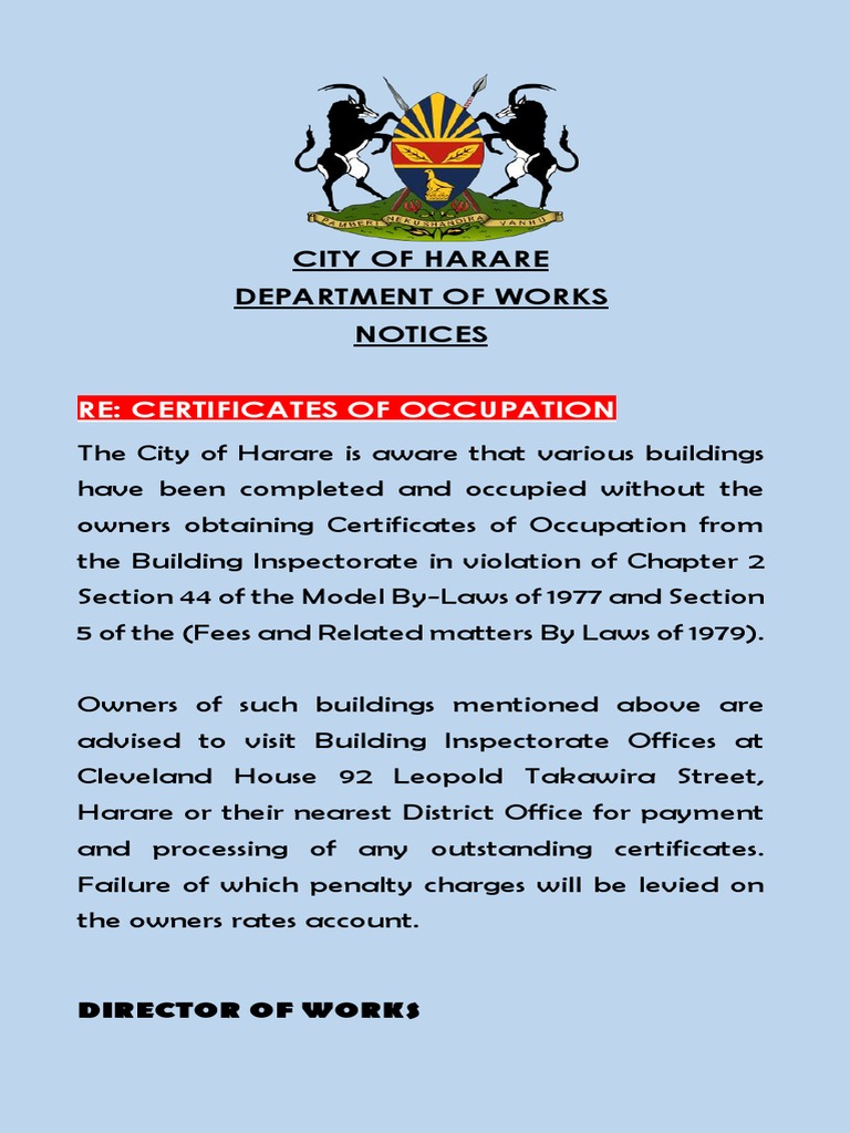 Certificate of Occupation. | PDF