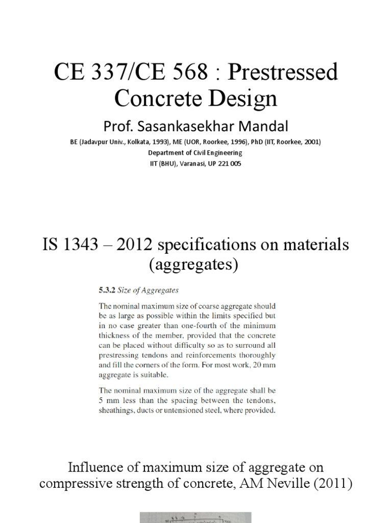 CE 337/CE 568: Prestressed Concrete Design: Prof. Sasankasekhar Mandal | PDF | Prestressed ...