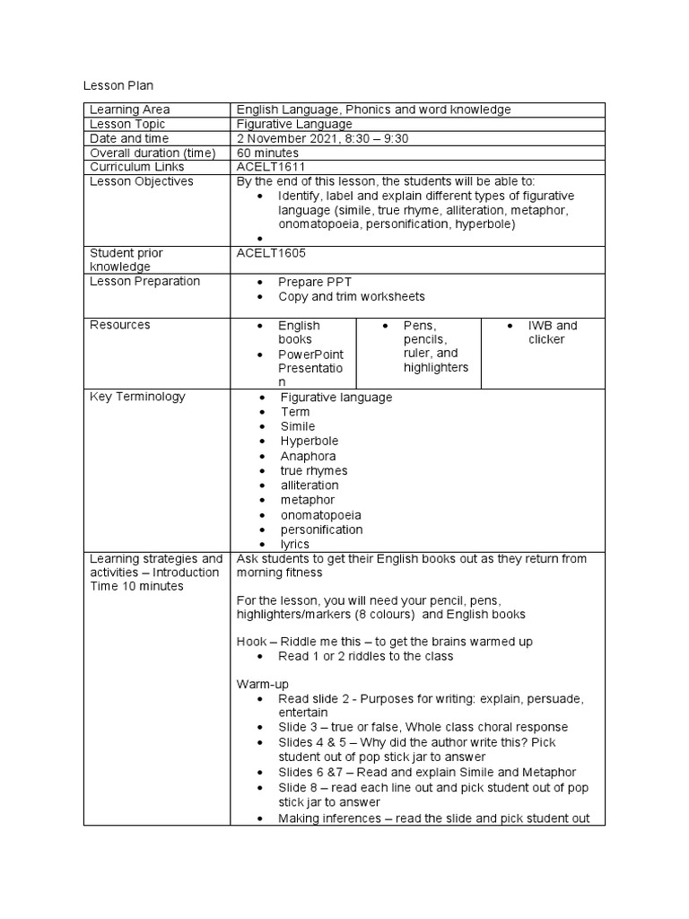 Lesson Plan 1 - Spelling Comprehension | PDF | Word | Linguistics
