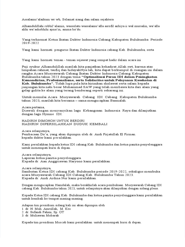 Susunan Acara Muscab | PDF