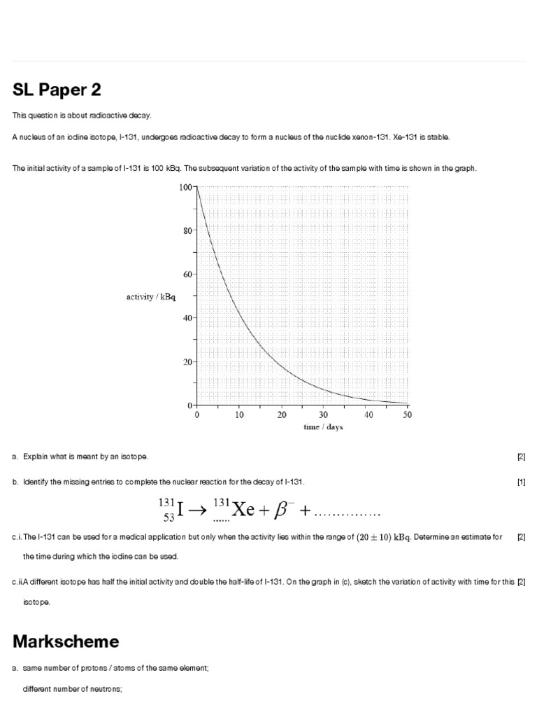 SL Paper 2 | PDF | Atomic Nucleus | Radioactive Decay