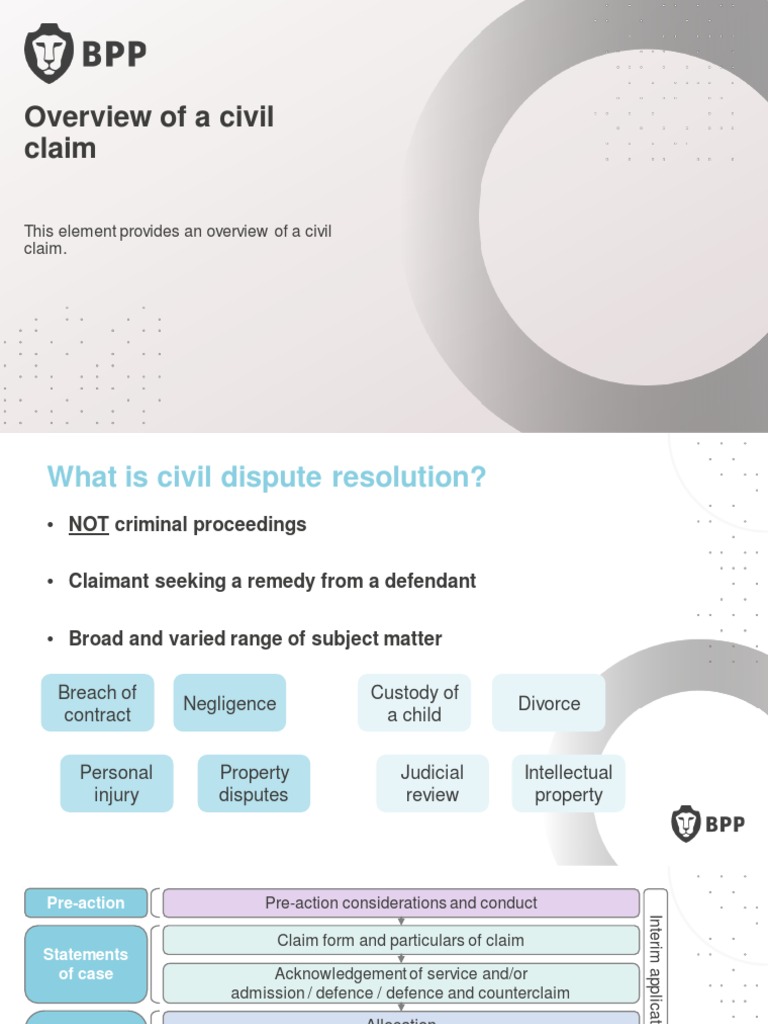 1 Overview of A Civil Claim | PDF | Discovery (Law) | Negligence