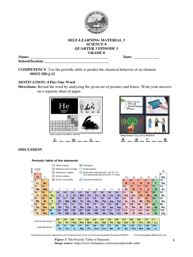 Science-8 Q3 Episode-3 SLM | Download Free PDF | Periodic Table ...