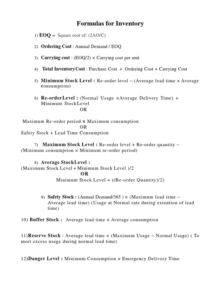 Inventory Formula | PDF | Science & Mathematics