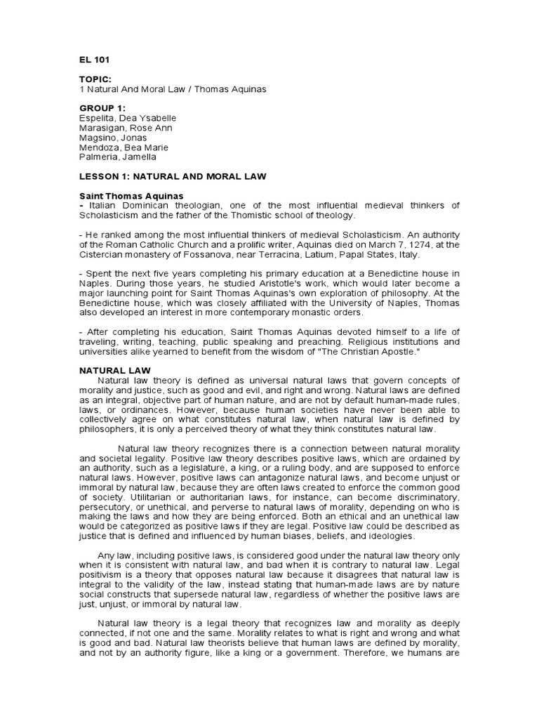 El 101 3a Values | PDF | Id | Natural Law