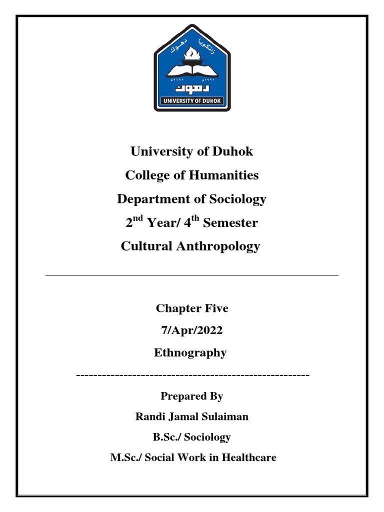 University of Duhok College of Humanities Department of Sociology 2 ...