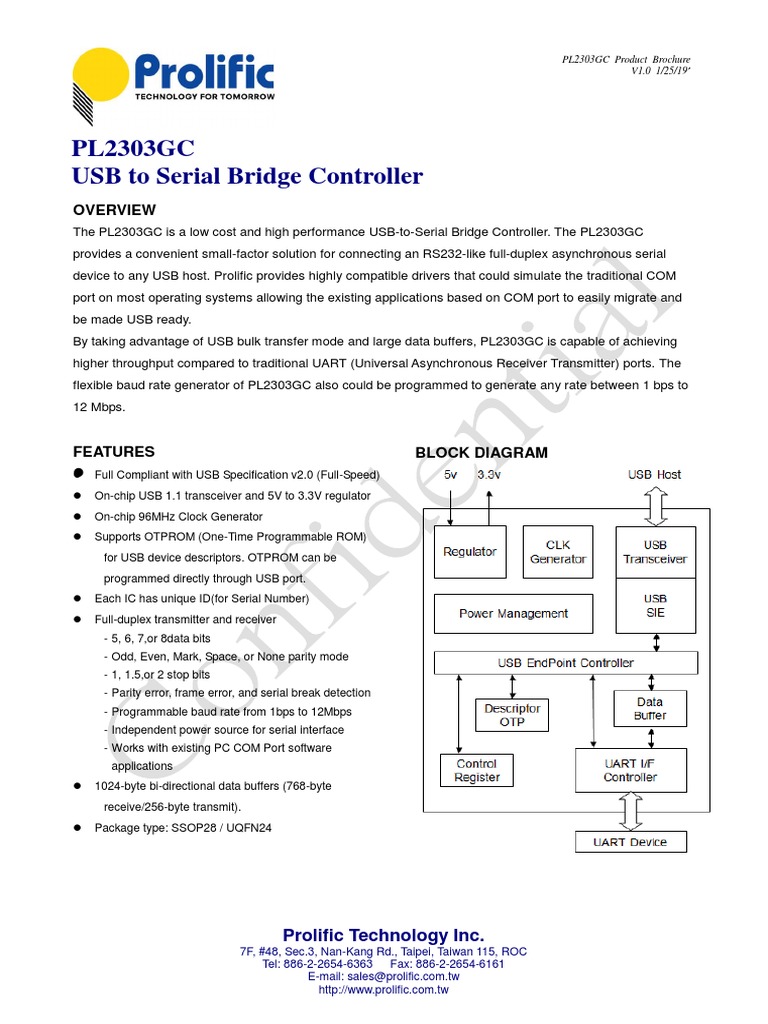 PL2303GC USB-to-Serial Controller Datasheet | PDF