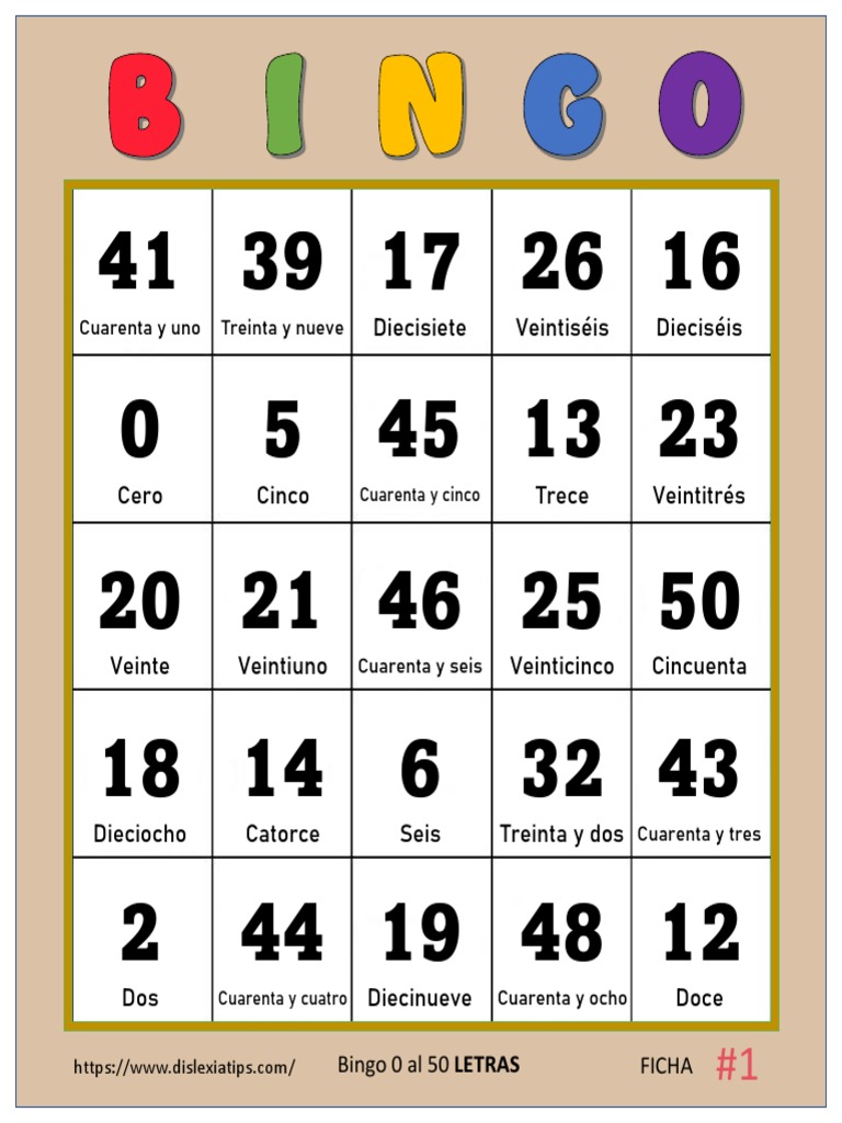 Bingo 0 50 Numero Texto | PDF