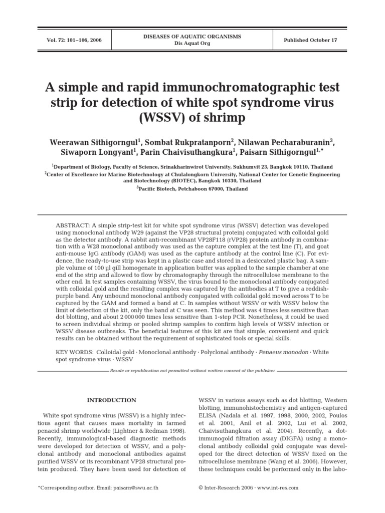A Simple and Rapid Immunochromatographic Test Strip For Detection of ...