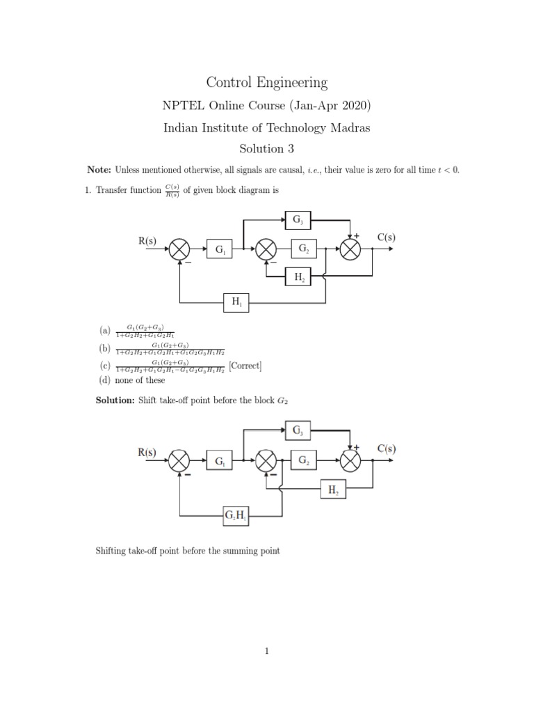 Solution A3 NPTEL Control Engg Jan April 2020 | PDF | Damping | Applied Mathematics
