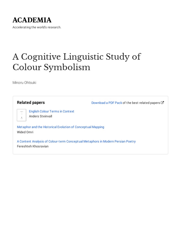 A Cognitive Linguistic Study of Colour Symbolism-With-Cover-Page-V2 | PDF | Color | Symbols