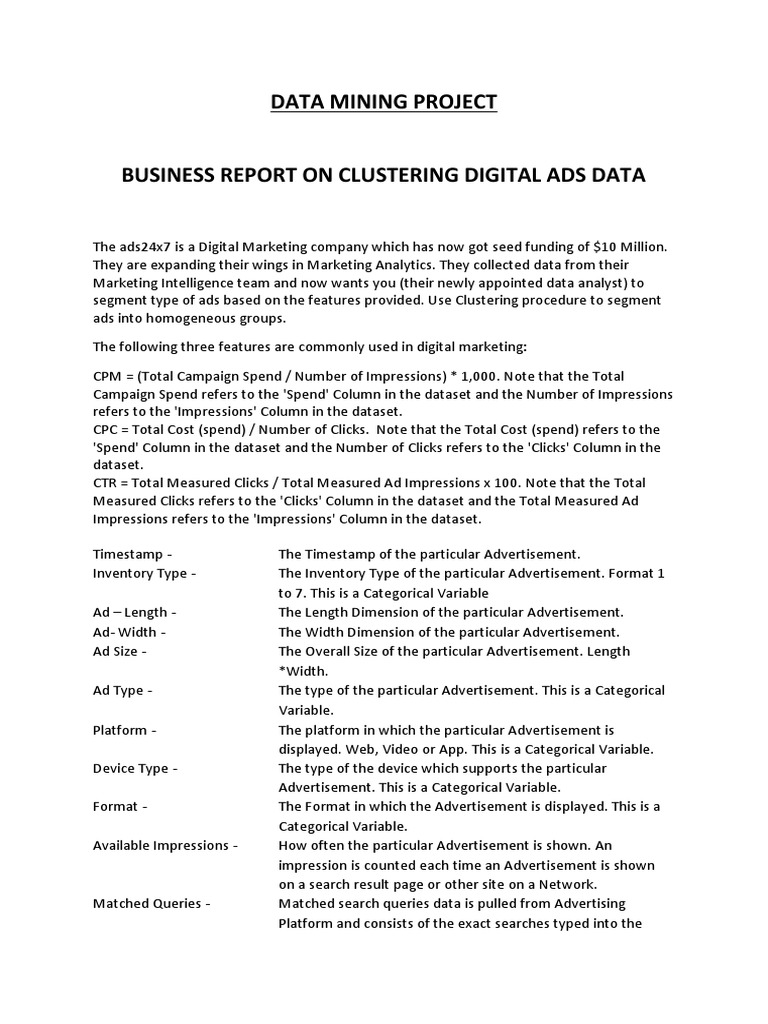 Data Mining Project | PDF | Online Advertising | Marketing