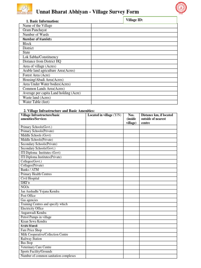 UBA Village Survey Form | Download Free PDF | Economies
