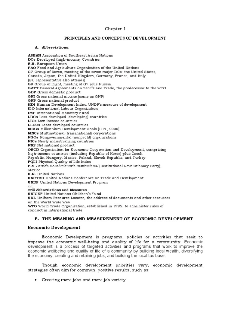 Chapter 1 - Meaning and Measures of Economic Development | PDF | Gross ...