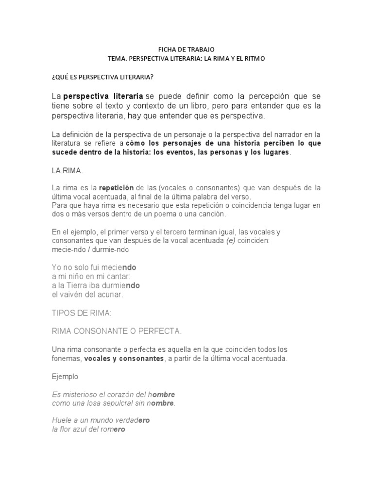 Ficha de Rima y Ritmo | PDF | Rima | Poesía