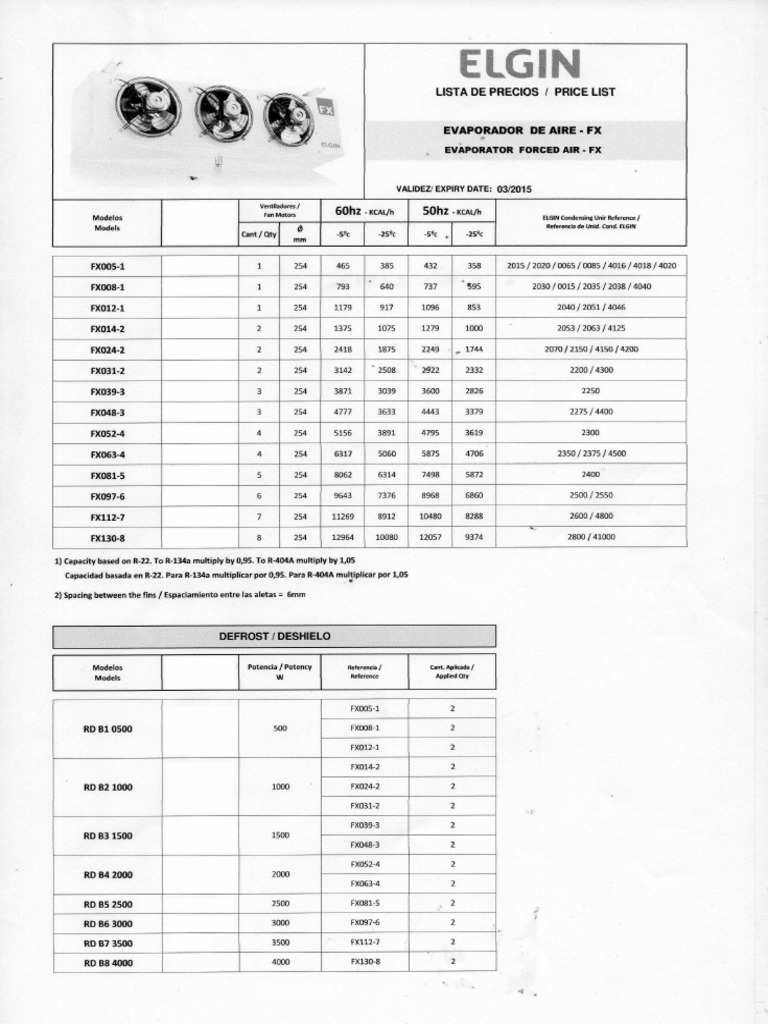 Evaporadores Elgin | PDF